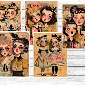 Vintage Paper Dolls: Shabby Chic Scrapbook Kit (digital Download) - Etsy