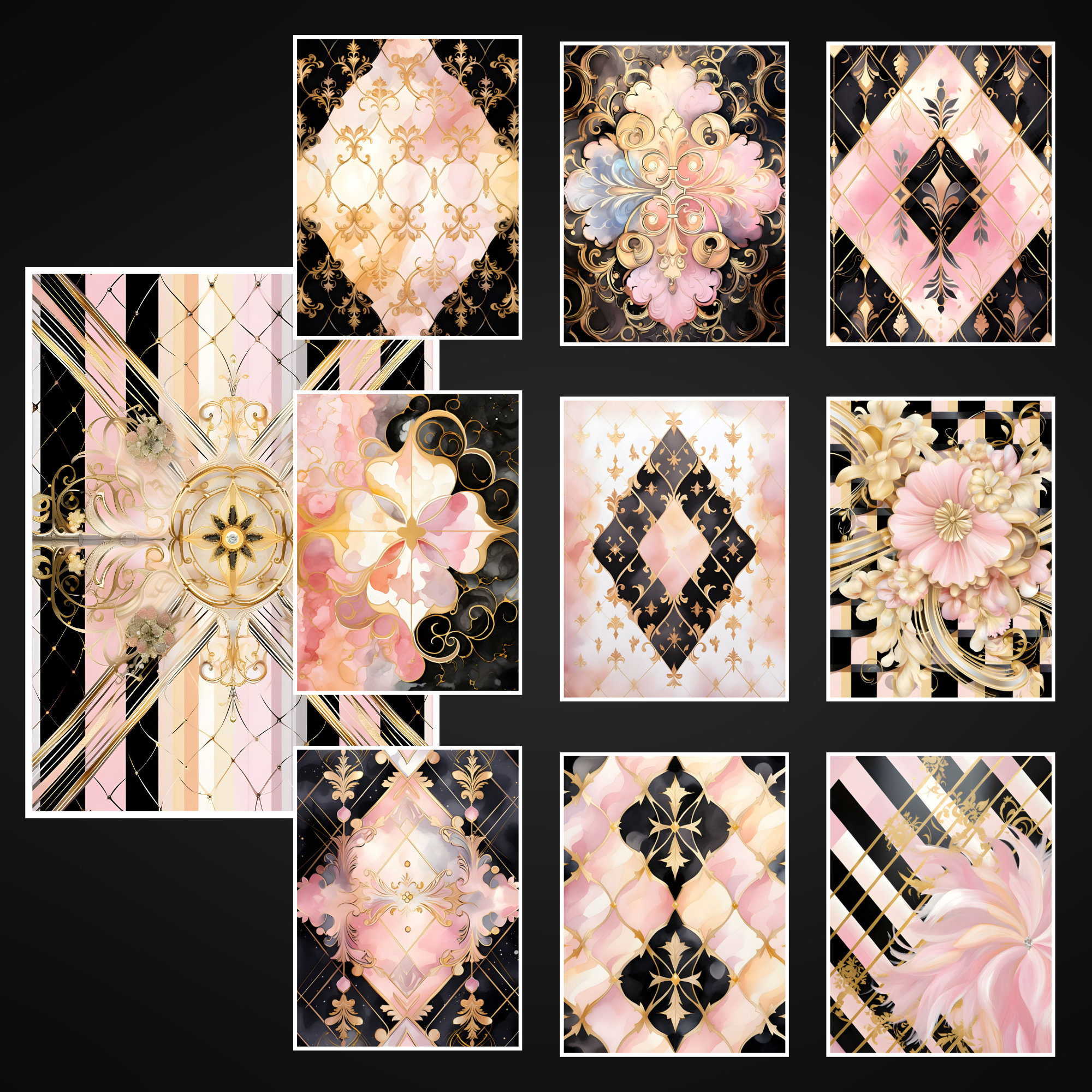 Luxury Background Pink Black Junk Journal Kit Watercolor Printable ...