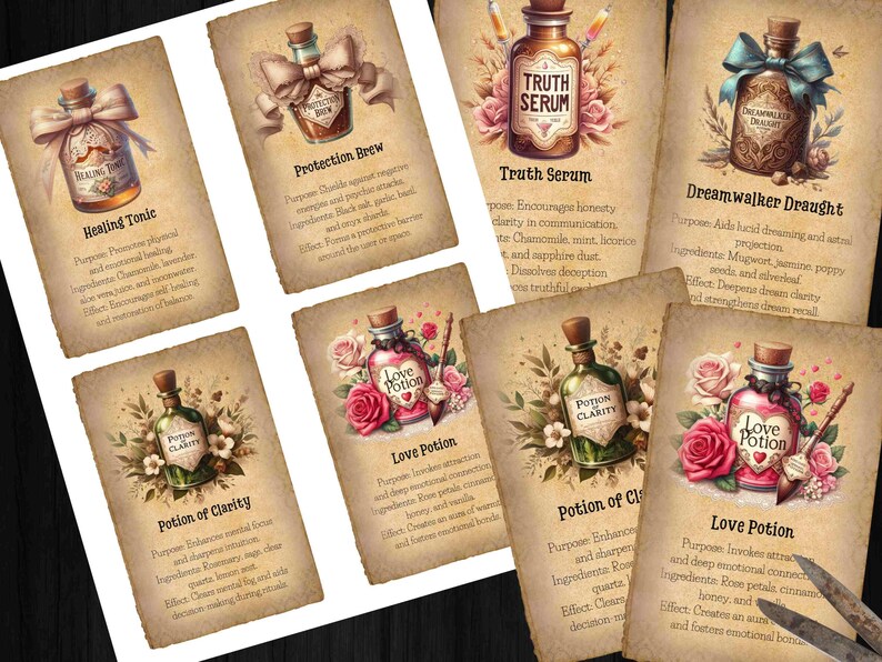 Potions Ephemera Kit: Vintage Scrapbook, Junk Journal Supplies (digital ...