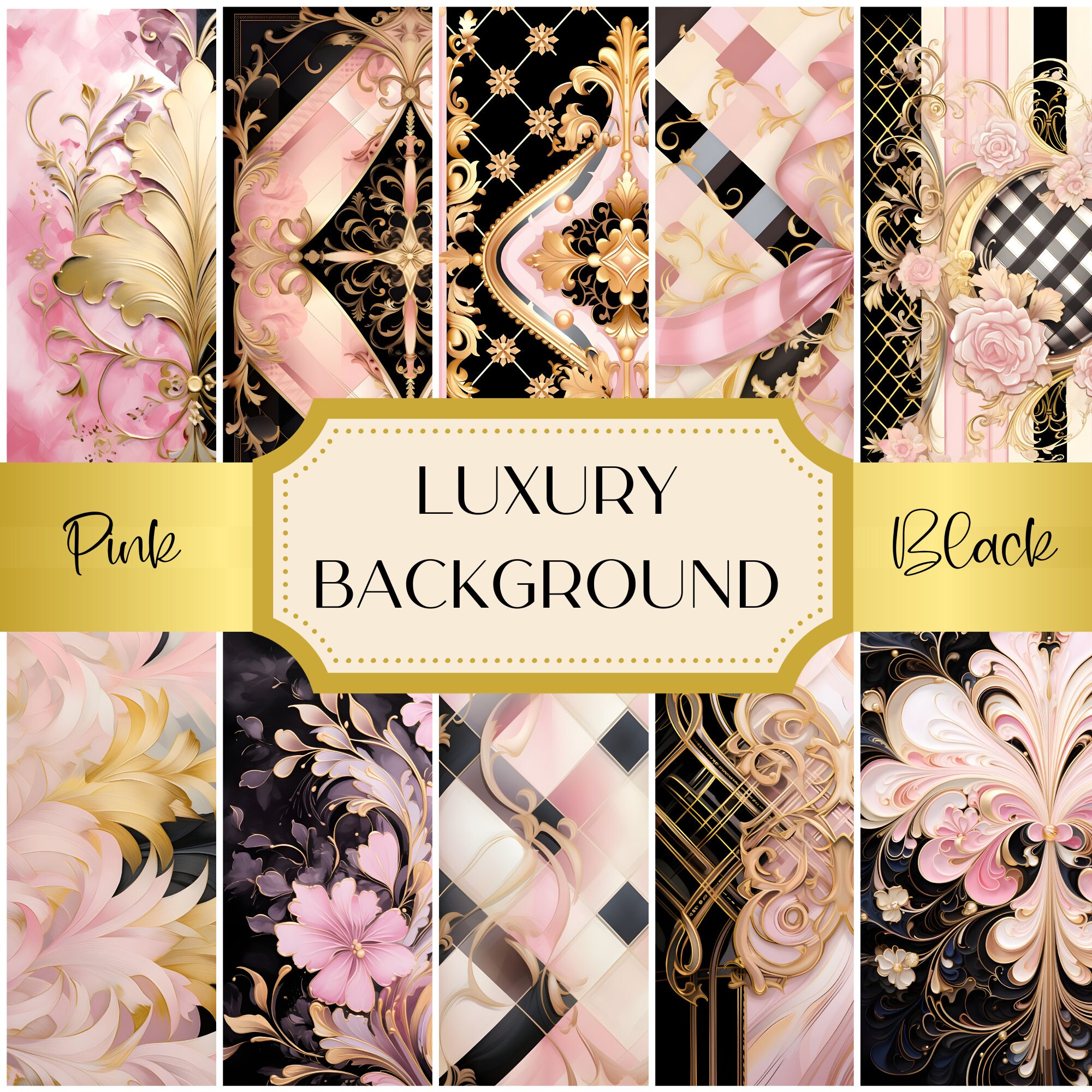 Luxury Background Pink Black Junk Journal Kit Watercolor Printable ...