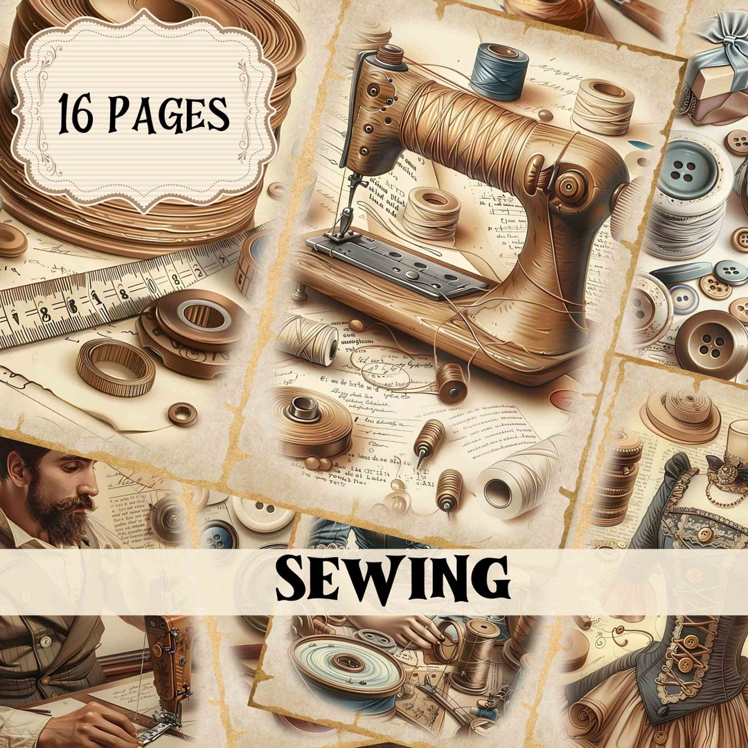 Vintage Sewing Junk Journal Kit Sewing Scrapbook Digital Printable ...