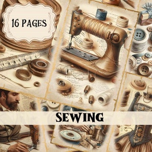 Vintage Sewing Junk Journal Kit Sewing Scrapbook Digital Printable ...