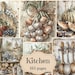 Watercolor Kitchen Scrapbook Paper: Rustic Cookbook Pages (digital ...