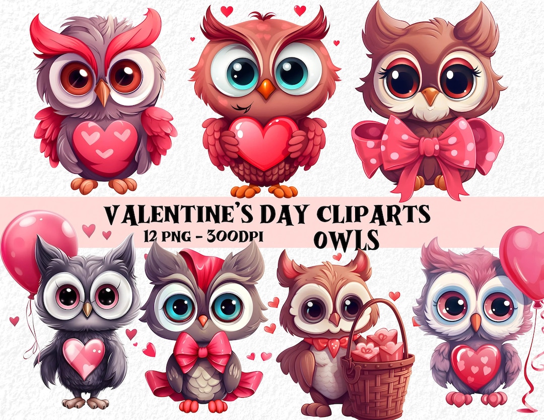 Cute Valentine's Day Owl Clipart Bundle Owl High Quality Cliparts ...