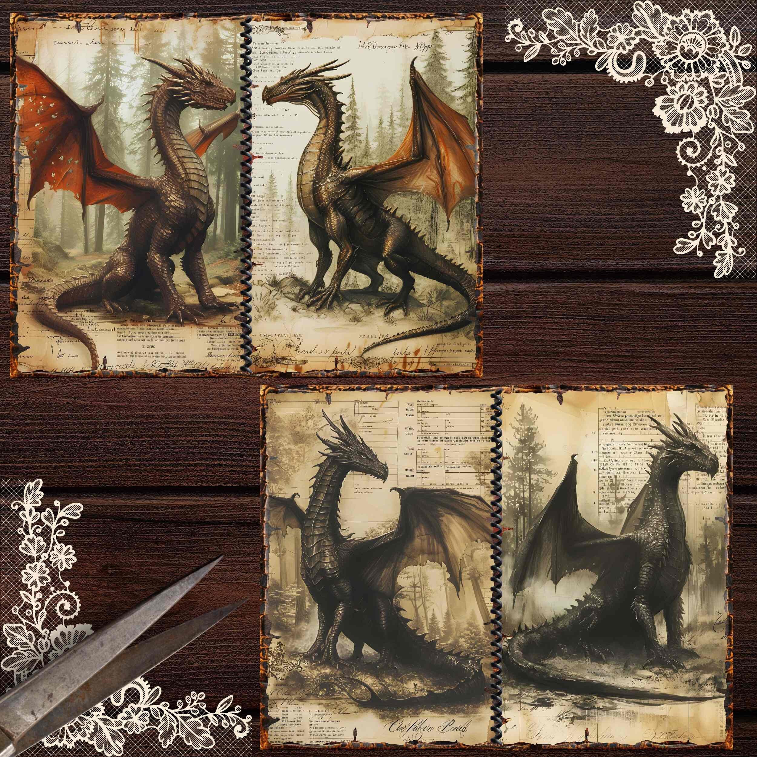 Dragon Junk Journal Kit: Fantasy Scrapbook Paper (digital Download) - Etsy