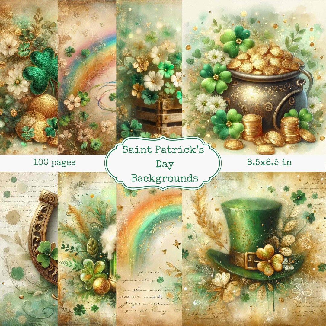 Vintage Irish Backgrounds Junk Journal Kit: St. Patrick's Day Printable ...