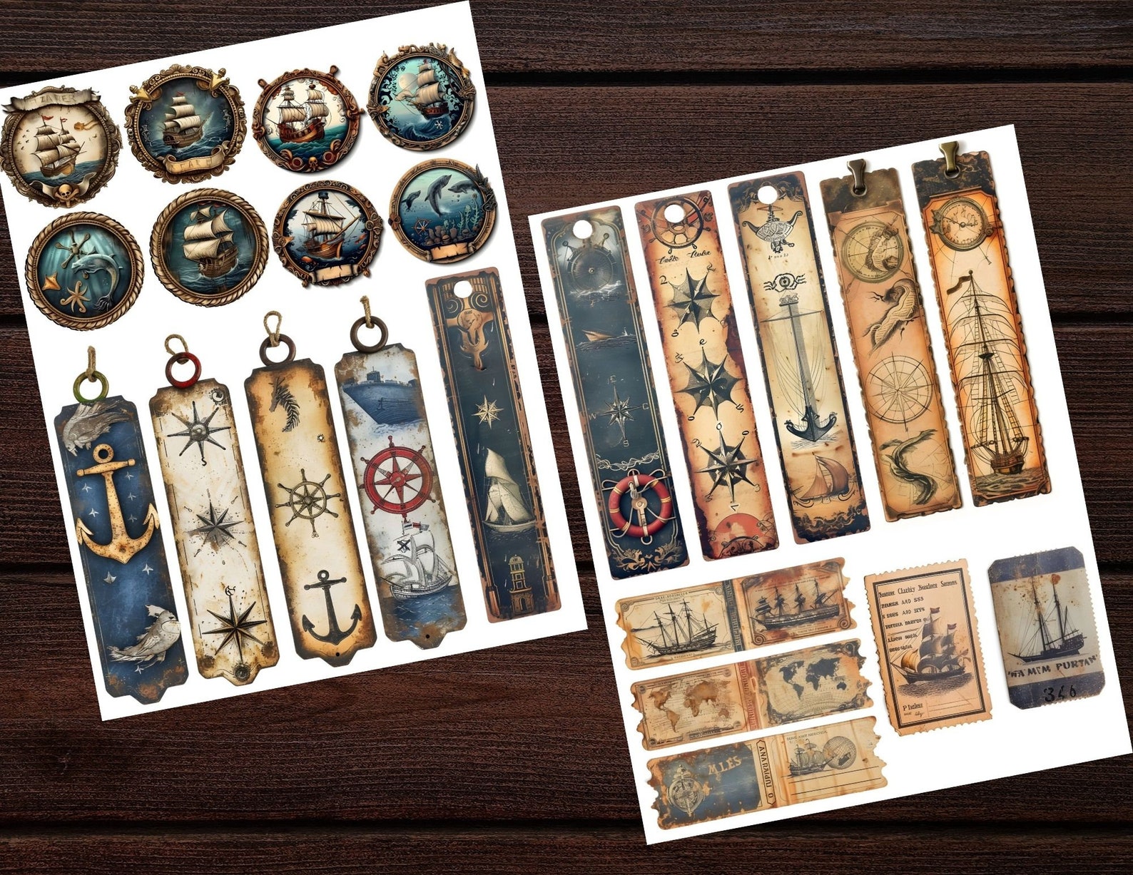 Nautical Junk Journal Kit Nautical Tags Label Stamp Nautical Scrapbook ...