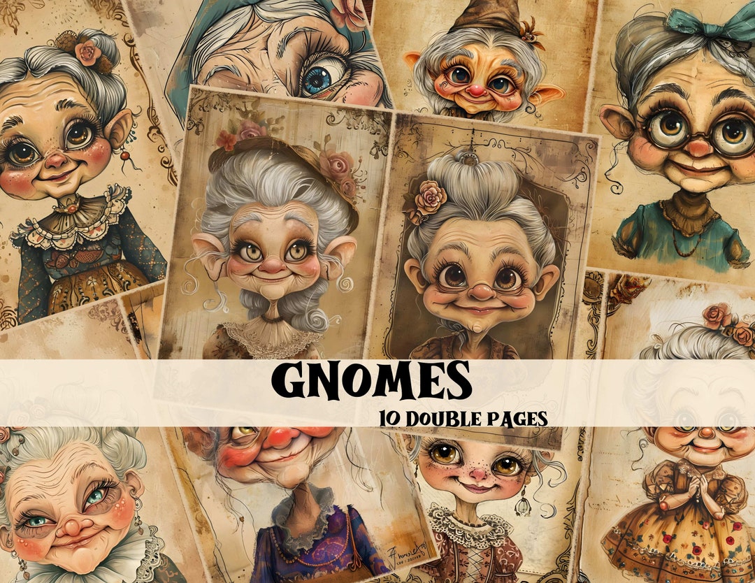 Gnomes Junk Journal Kit Vintage Gnomes Junk Journal Supplies Gnomes Scrapbook Printable Pages ...