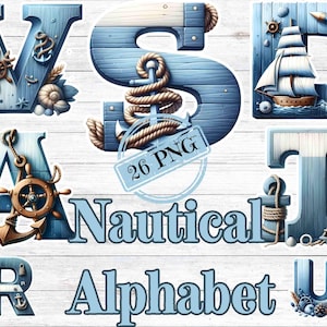 Nautical Alphabet PNG: Ocean Decorative Letters Clipart (digital ...