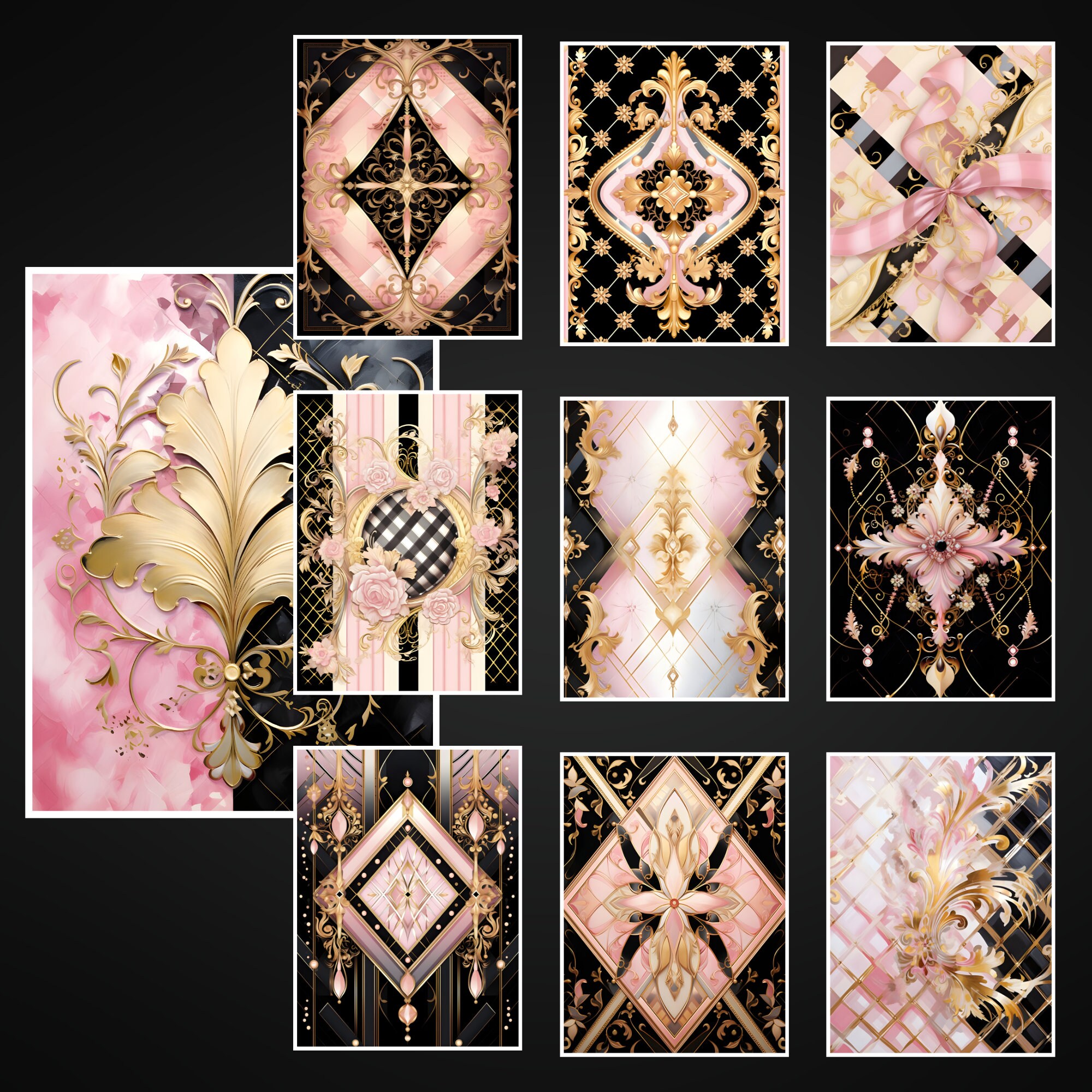 Luxury Background Pink Black Junk Journal Kit Watercolor Printable ...