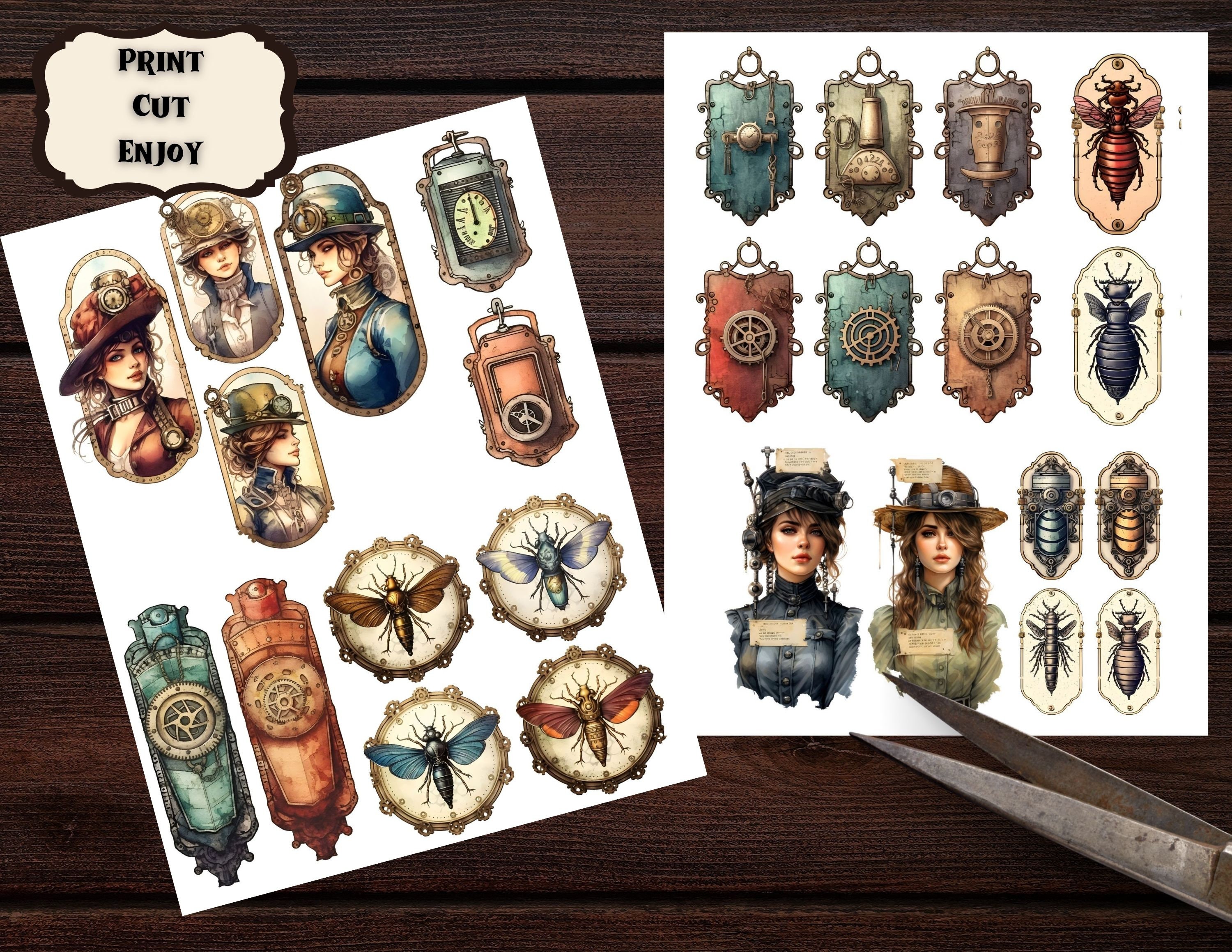 Steamunk Junk Journal Kit Vintage Steampunk Printable Tags Steampunk ...