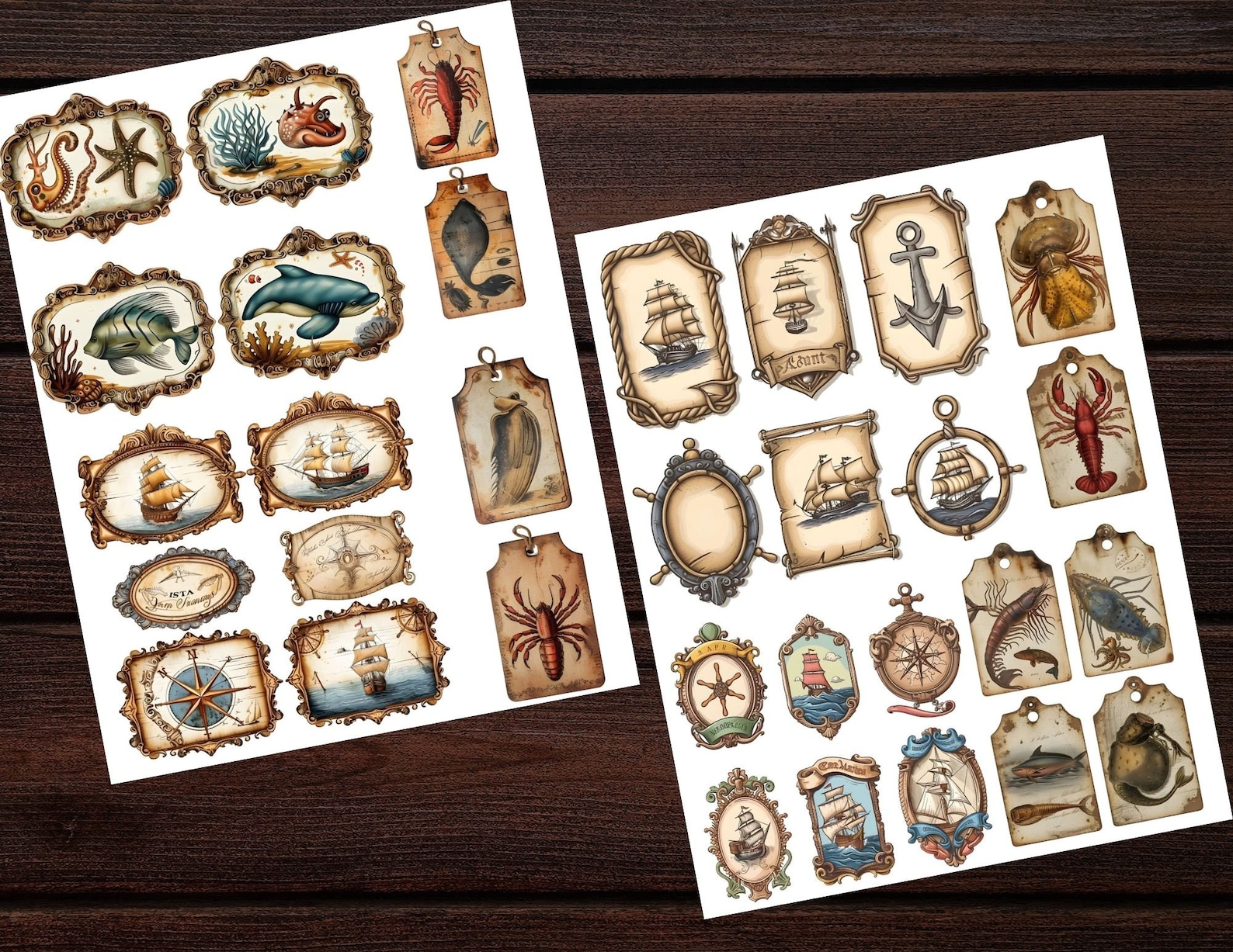 Nautical Junk Journal Kit Nautical Tags Label Stamp Nautical Scrapbook ...