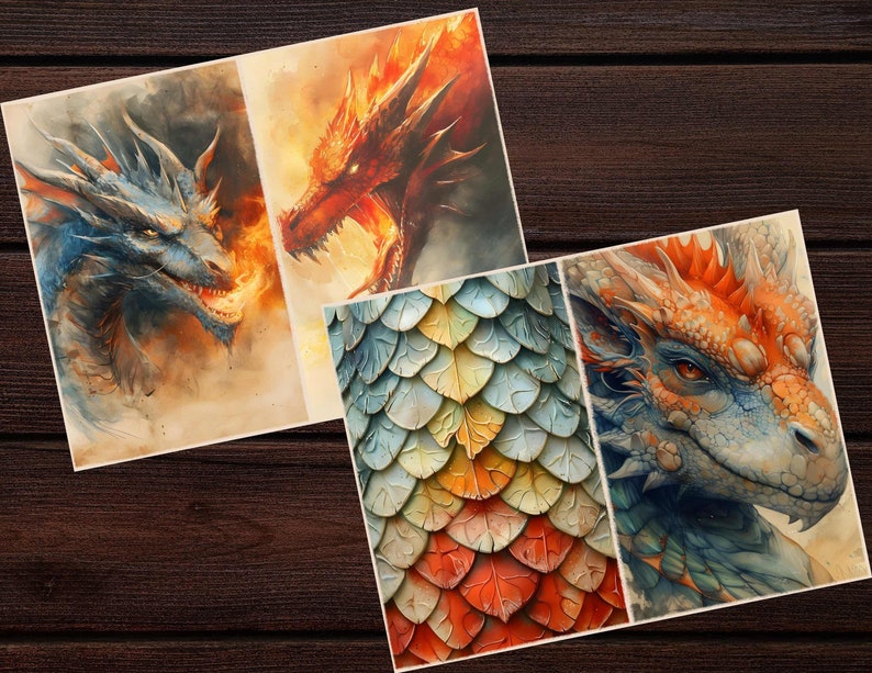 Dragon Junk Journal Kit: Fantasy Scrapbook Printable Backgrounds ...