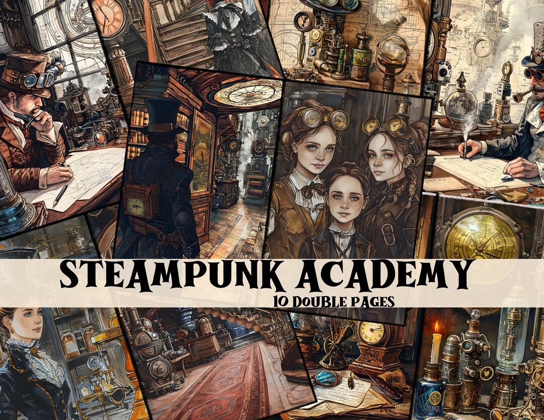 Steamunk Academy Junk Journal Kit Vintage Steampunk Scrapbook Printable ...