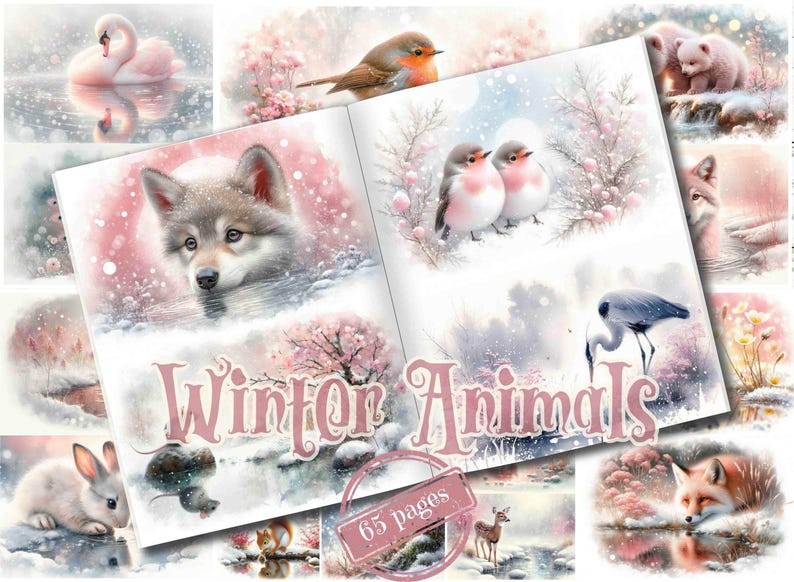 Enchanted Winter Forest Woodland Animals Junk Journal Kit: Vintage ...