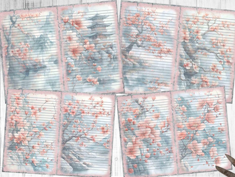 Vintage Japan Scrapbook Paper: Sakura Geisha Junk Journal Kit (digital ...