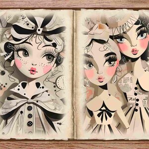Paper Lady Junk Journal Supplies Vintage Dolls Scrapbook Paper Kit ...