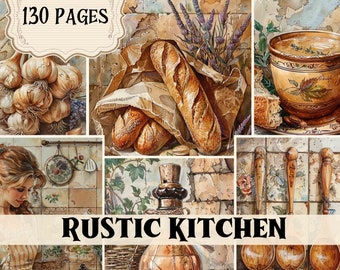 Watercolor Rustic Kitchen Junk Journal Supplies Vintage Cookbook ...