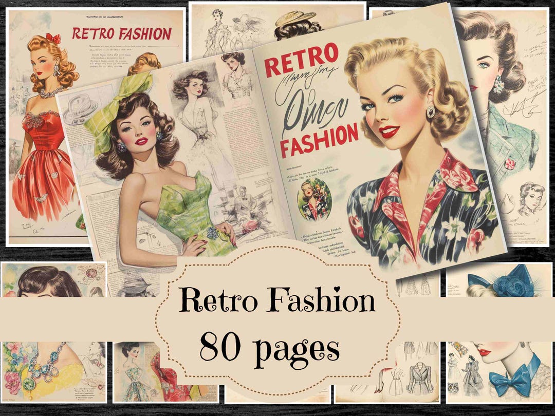 Retro Fashion Printable Pages: Vintage 1950s Scrapbook (digital ...
