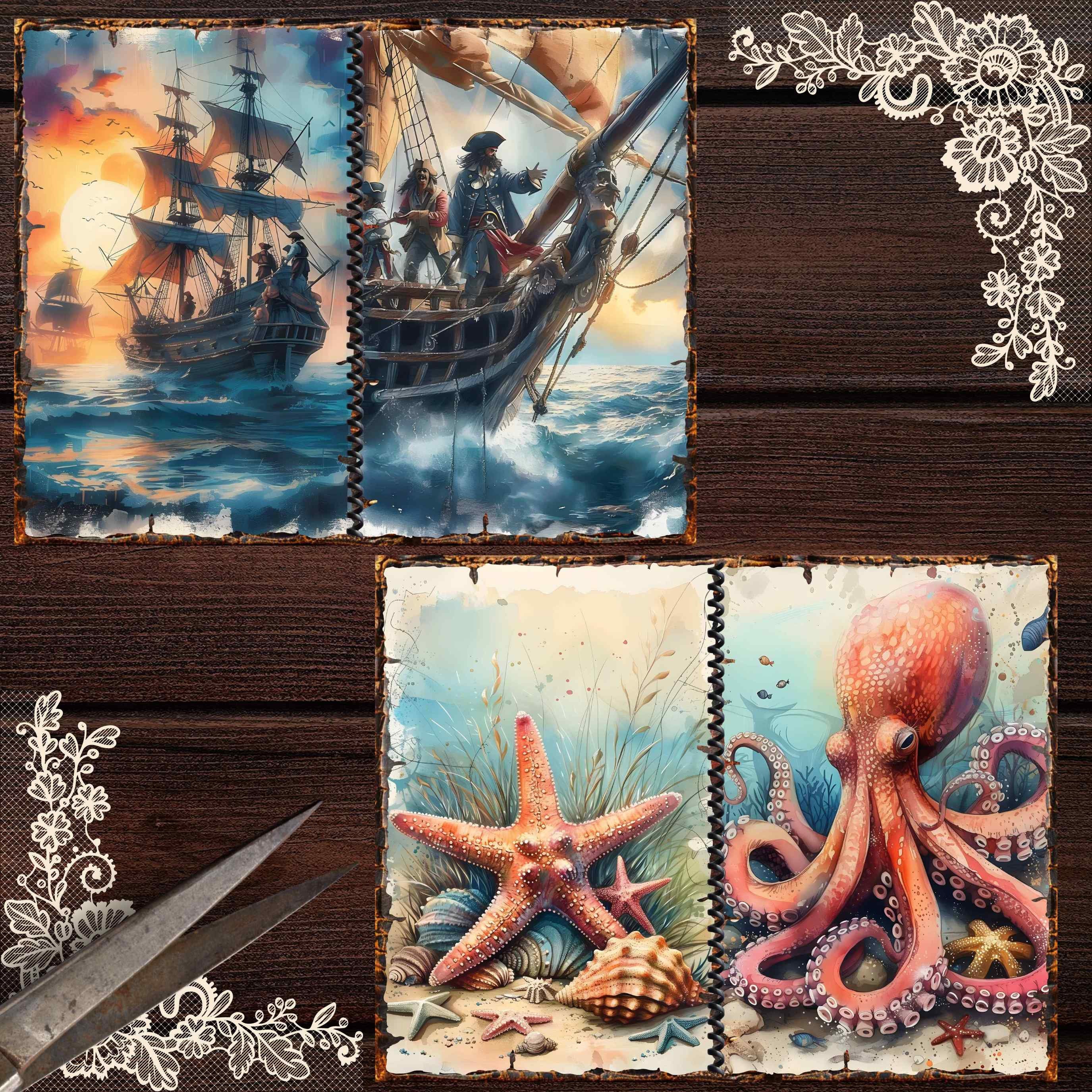 Nautical Junk Journal Kit Ocean Vintage Scrapbook Pages Nautical Shabby ...