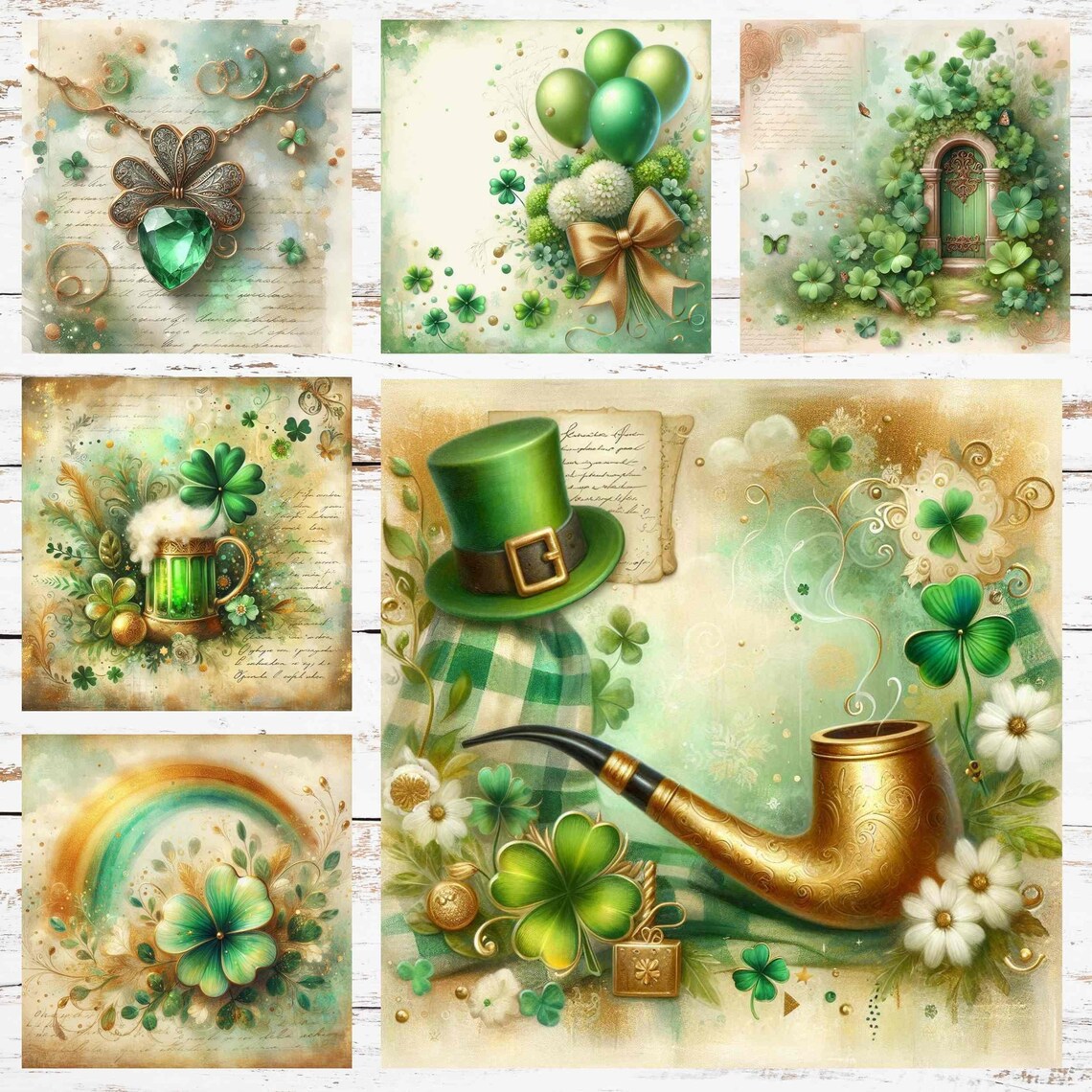 Vintage Irish Backgrounds Junk Journal Kit: St. Patrick's Day Printable ...