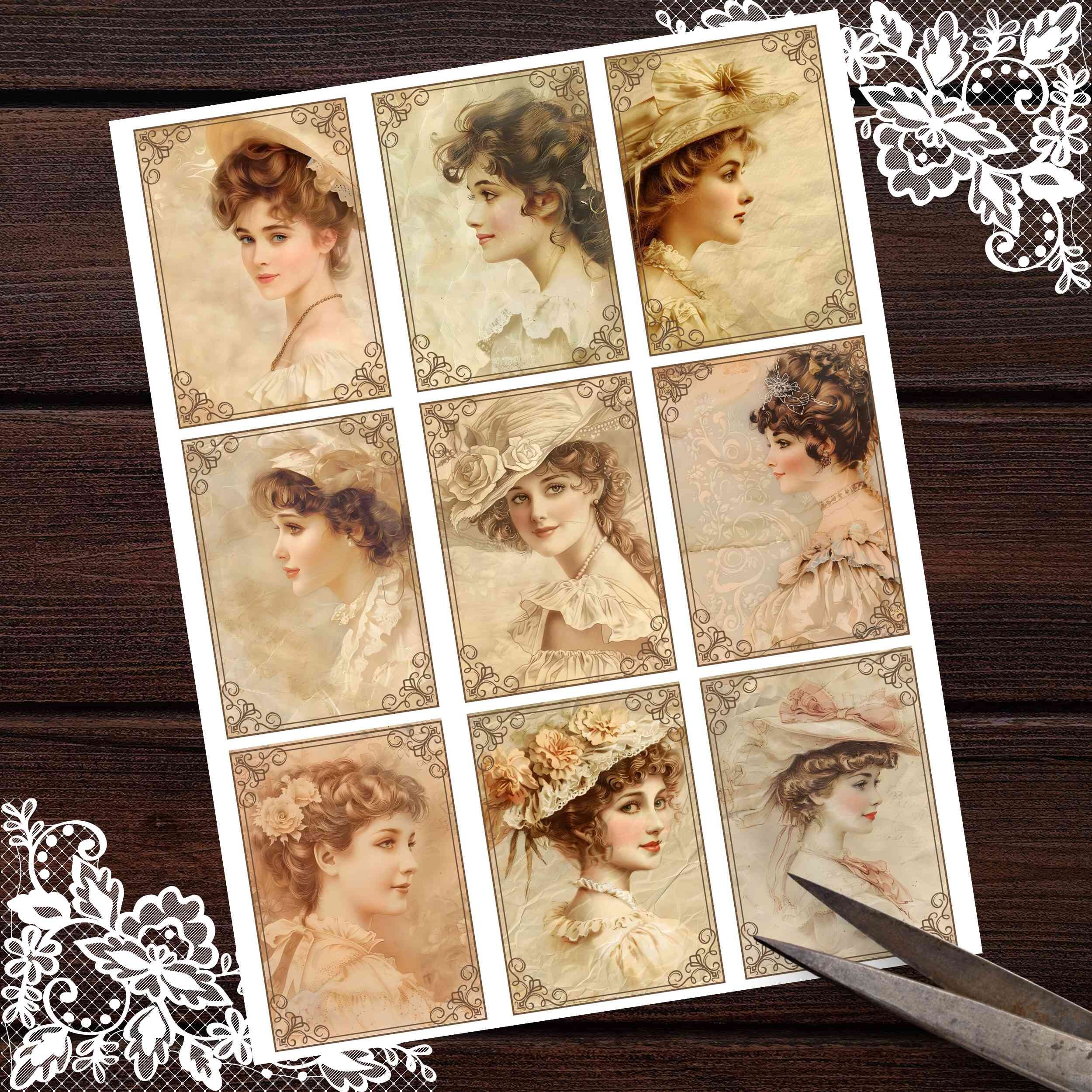 Victorian Woman ATC Cards: Shabby Chic Ephemera (printable) - Etsy