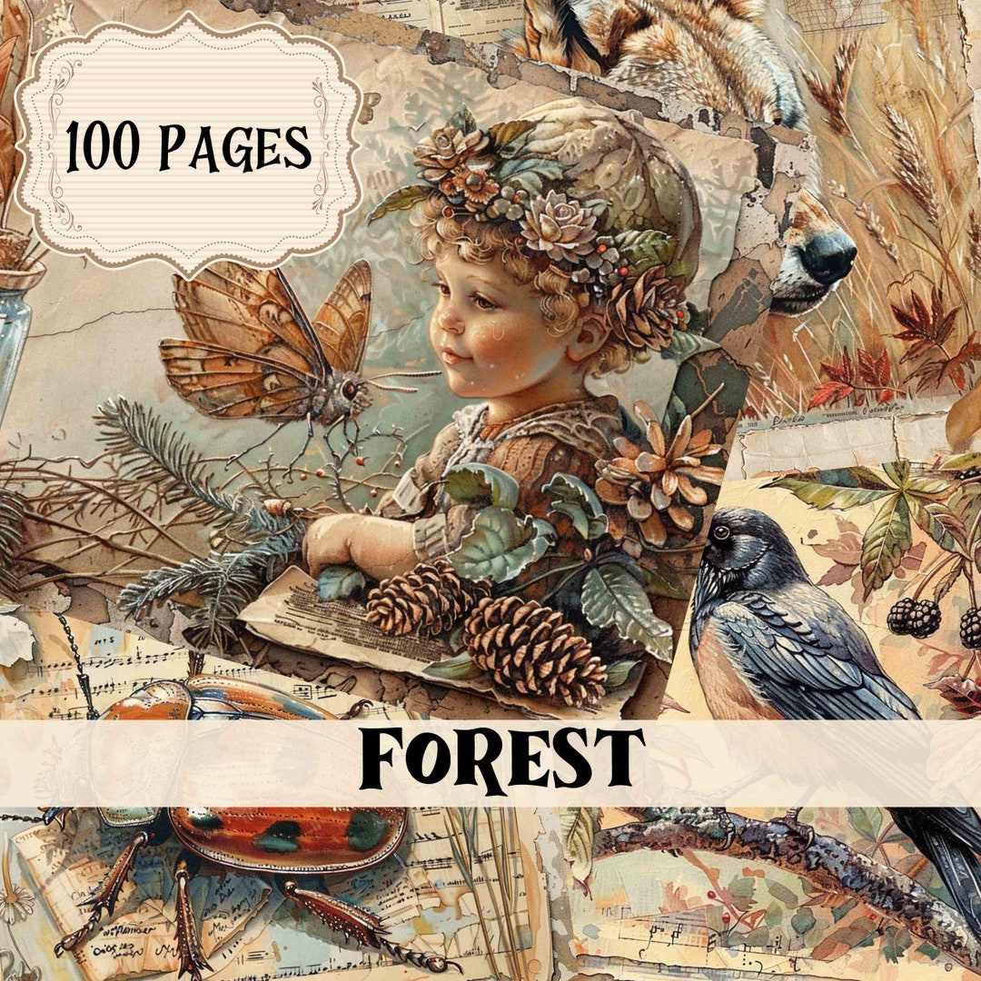 Watercolor Forest Junk Journal Kit Enchanted Forest Scrapbook ...