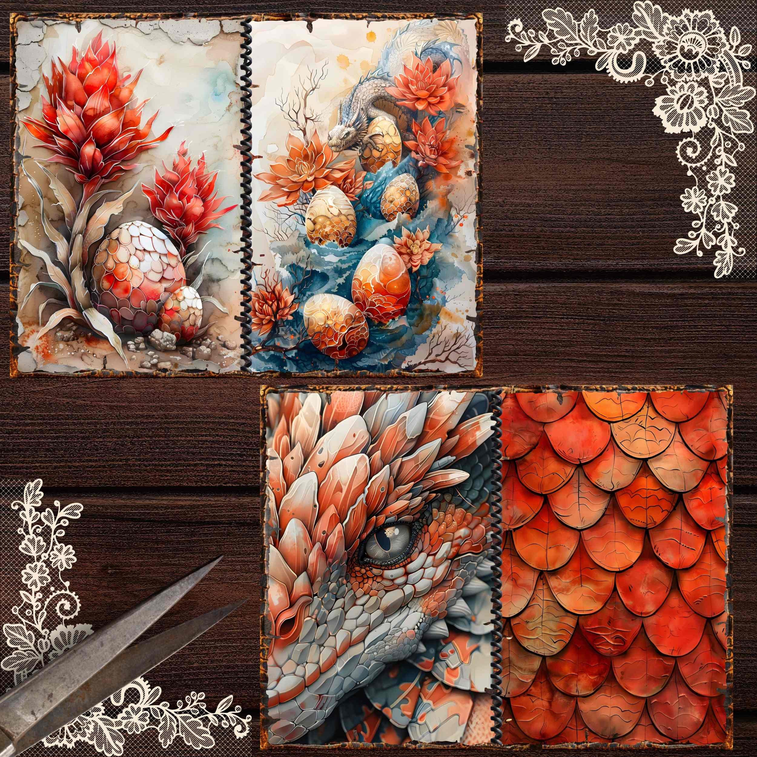 Red Dragon Junk Journal Kit Fantasy Dragon Scrapbook Printable ...