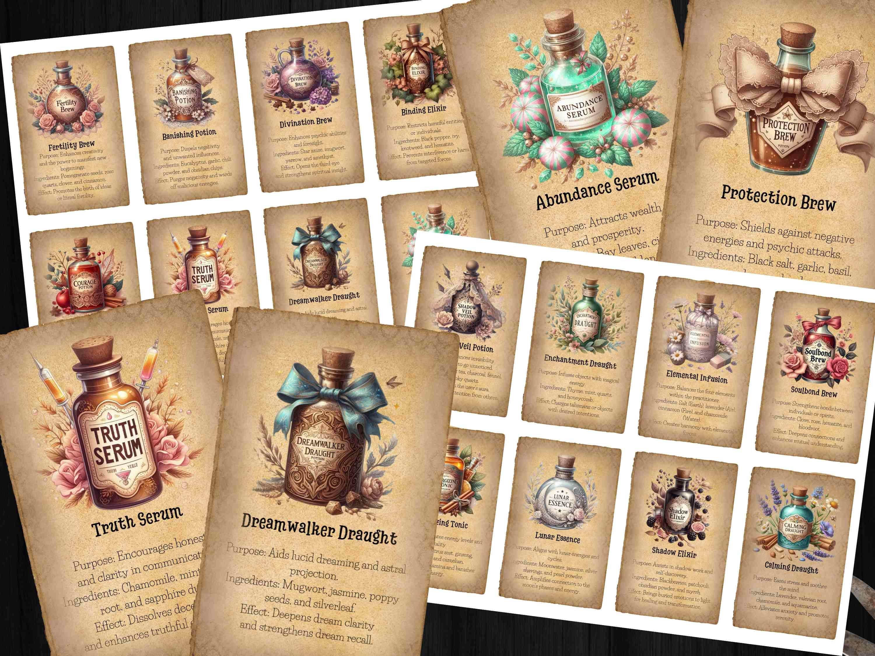Potions Ephemera Kit: Vintage Scrapbook, Junk Journal Supplies (digital ...
