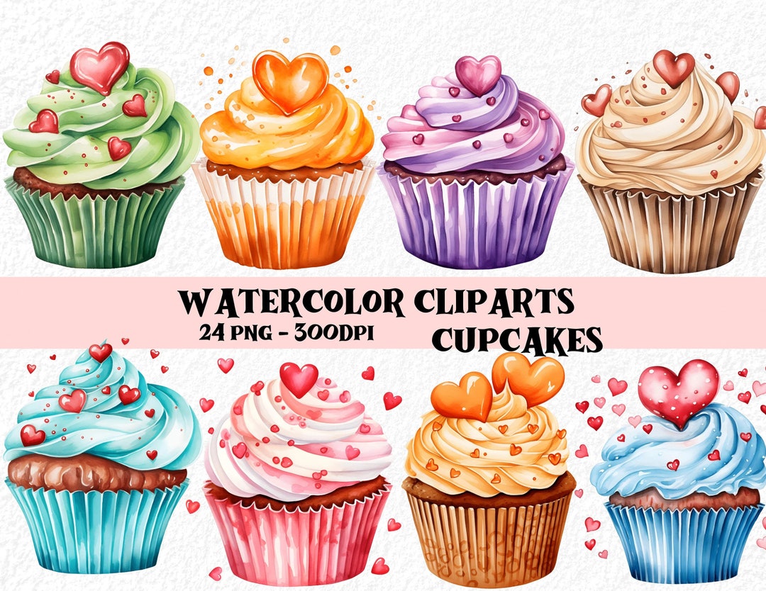 Valentine's Day Cupcakes Cliparts Bundle High Quality Valentine Cupcake ...