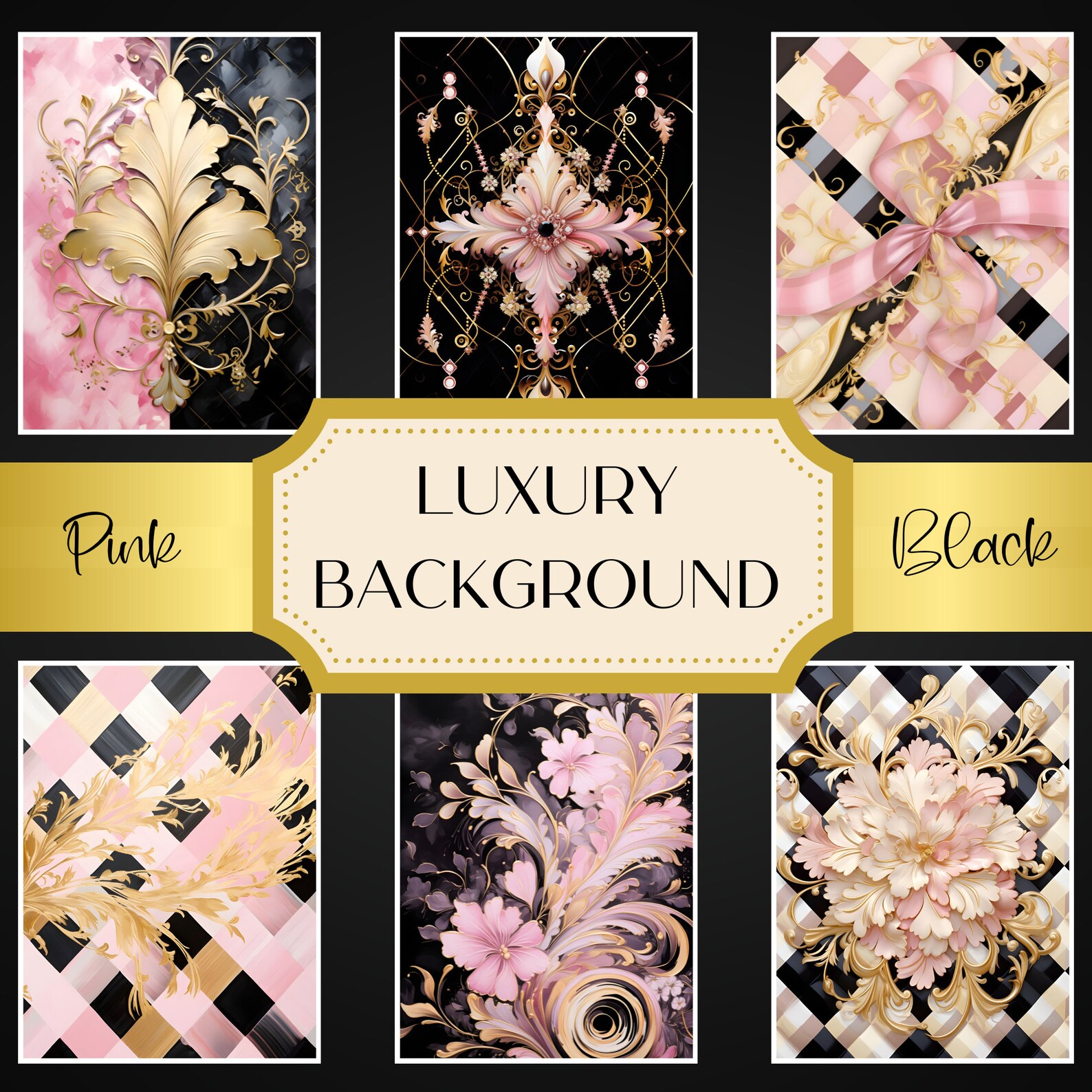 Luxury Background Pink Black Junk Journal Kit Watercolor Printable ...