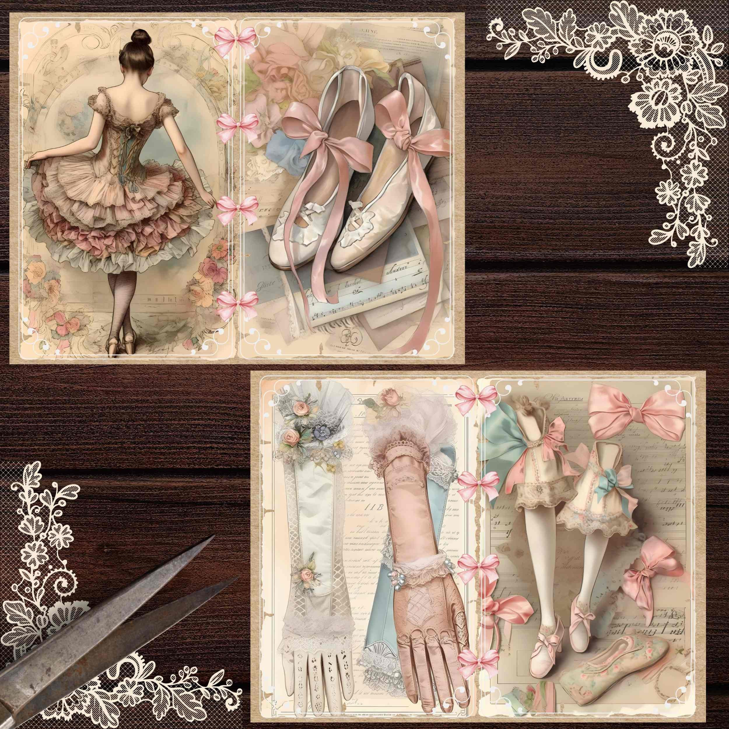 Vintage Ballerina Junk Journal Kit: Shabby Chic Ballet Scrapbook ...