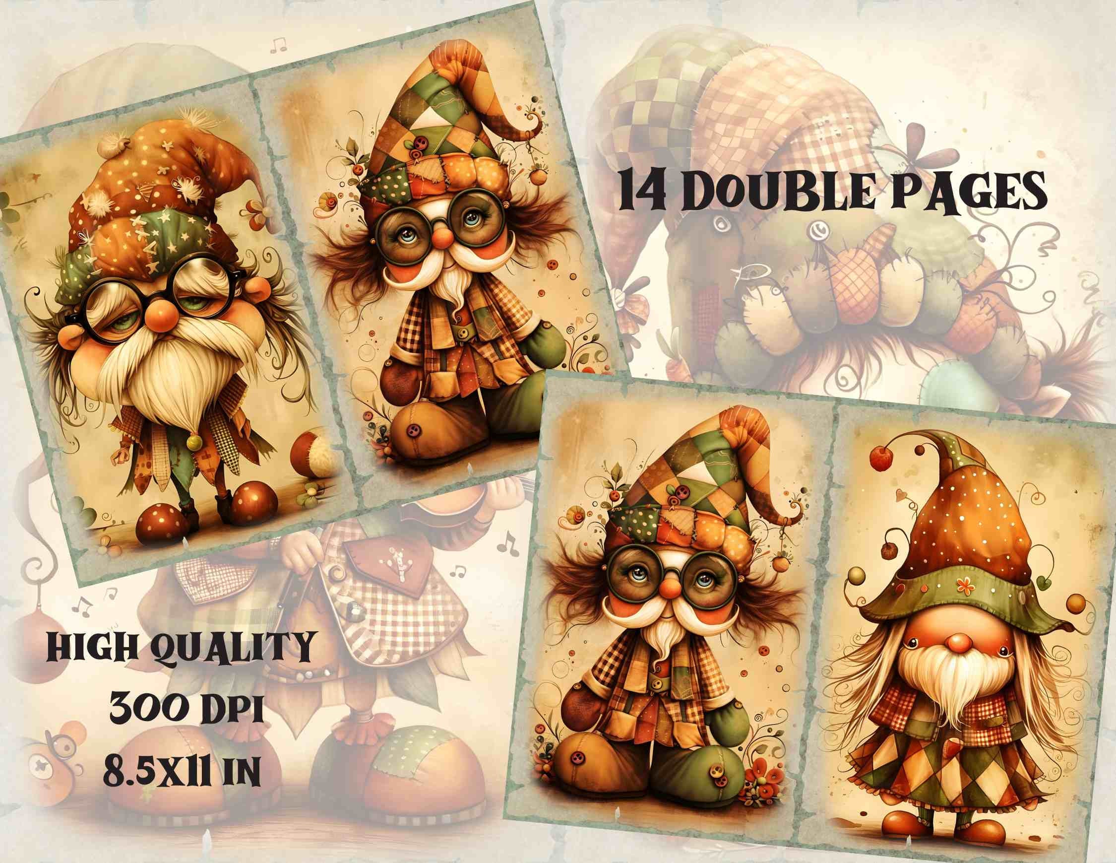 Patchwork Gnomes Junk Journal Kit: Vintage Scrapbook Pages (digital Download) - Etsy