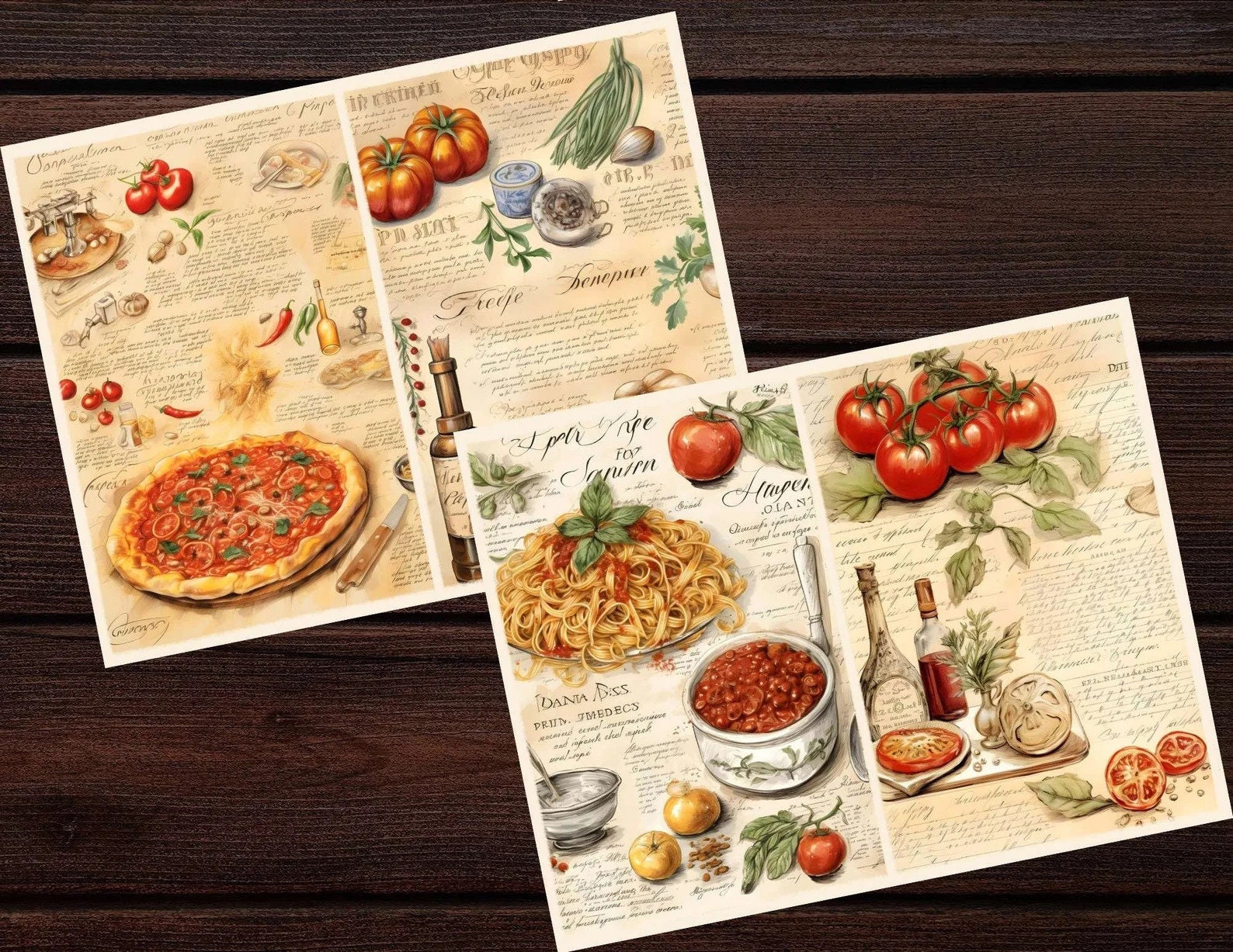 Italian Cookbook Junk Journal Kit: Vintage Italy Scrapbook (digital ...