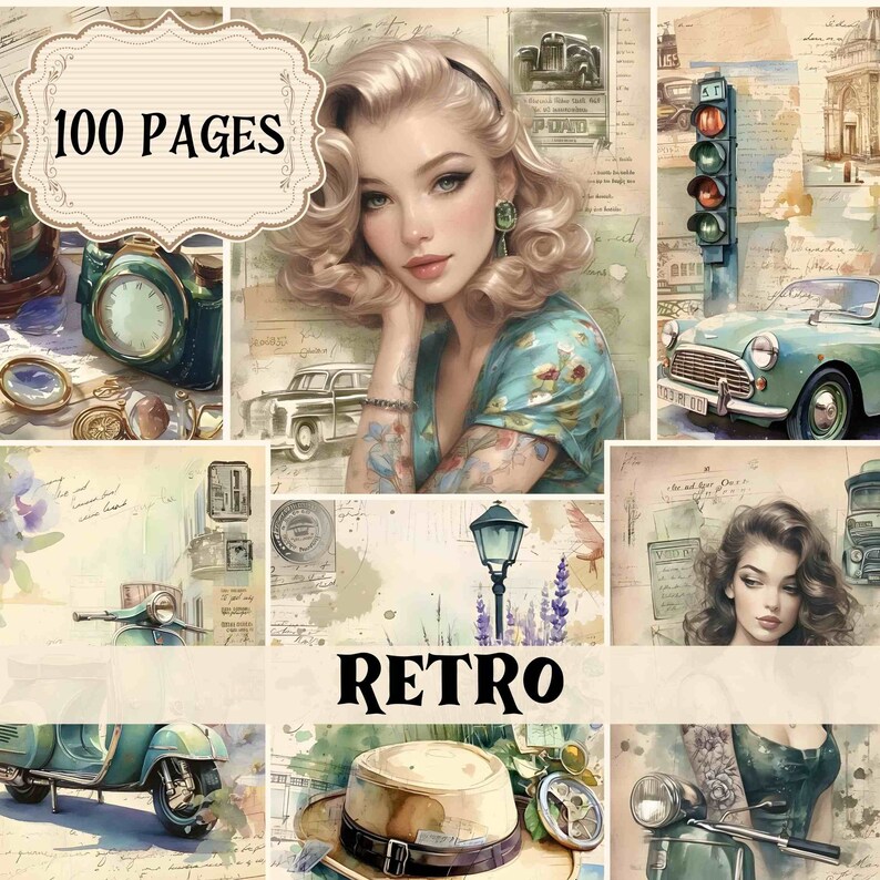 Big Bundle Retro Junk Journal Kit Vintage Retro Scrapbook Printable ...