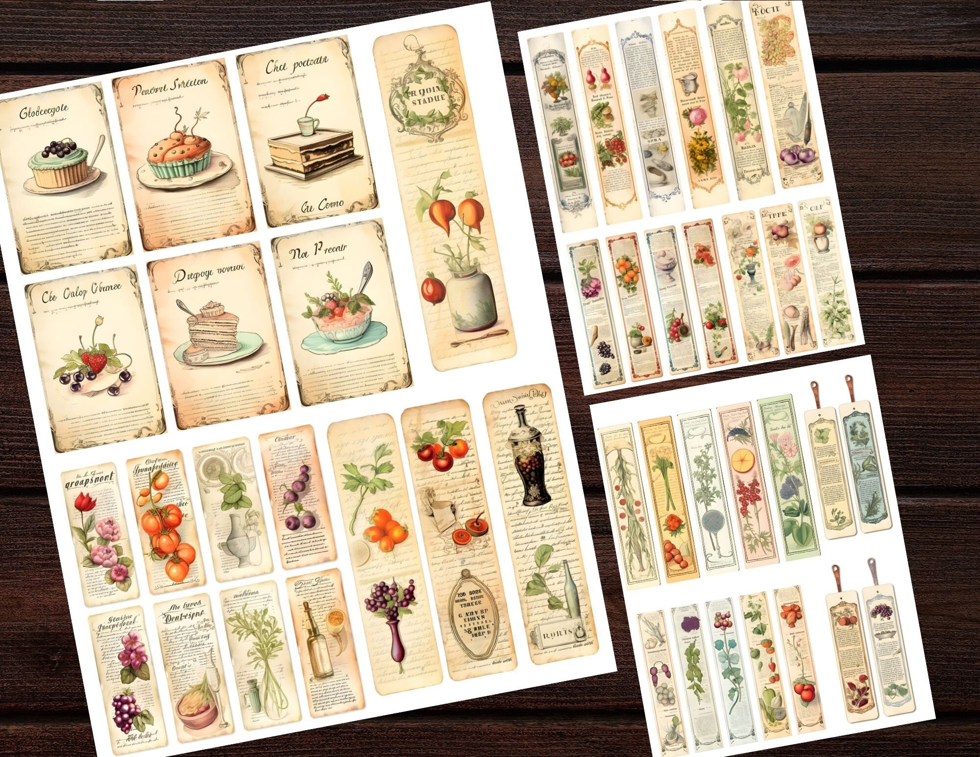Cooking Fussy Cuts Junk Journal Supplies Vintage Cookbook Tags Labels ...