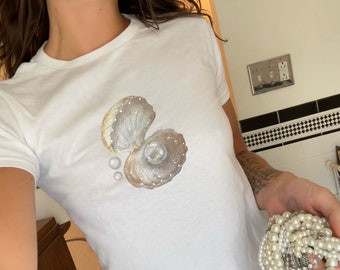 Mermaidcore Baby Tee Oyster Y2K Baby Tee Sardine Shirt Seafood Gift ...