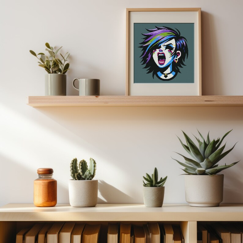 Alternative Emo Girl SCREAM! Cross Stitch Pattern PDF : Digital ...