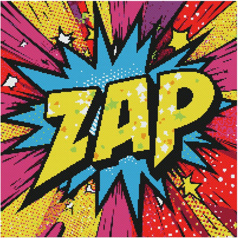 ZAP Pop Art Cross Stitch Pattern PDF : Digital Download - Etsy