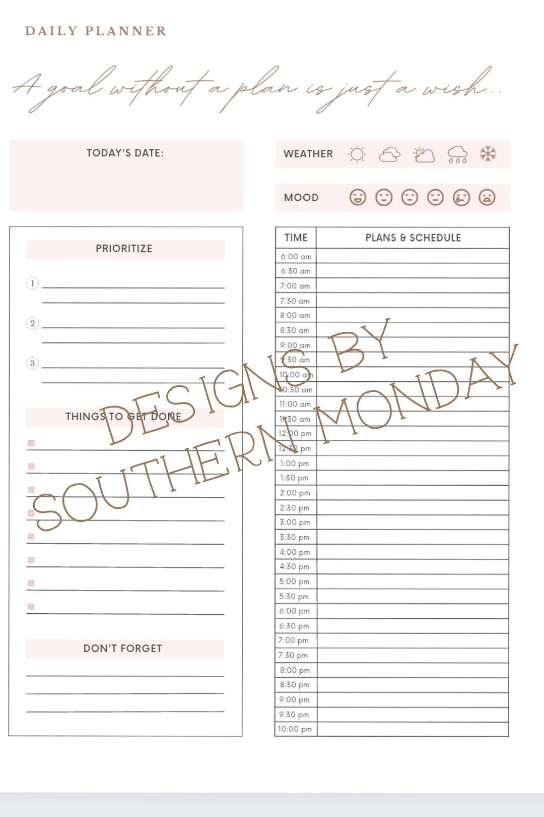 Customizable Daily Planner Download - Etsy