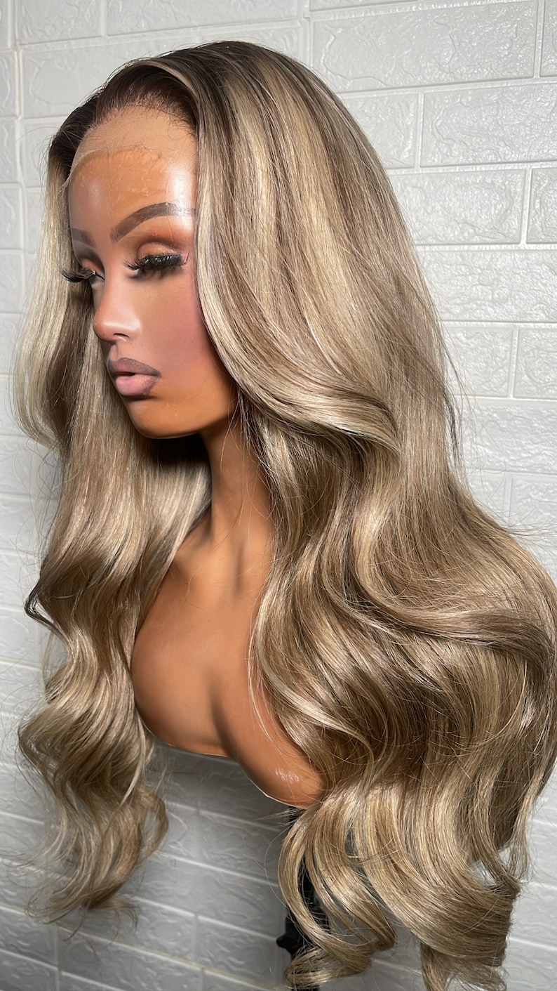 Blonde Highlighted Balayage HD Glueless Wig 100% Raw Human Hair - Etsy