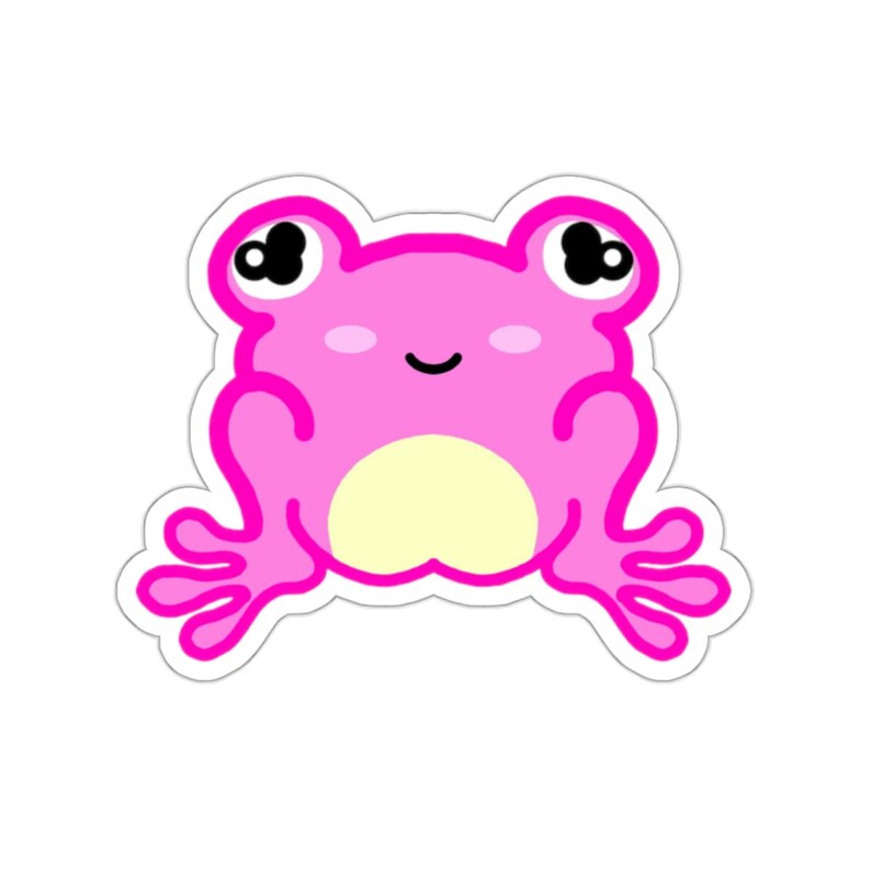 Cute Pink Frog Sticker - Etsy