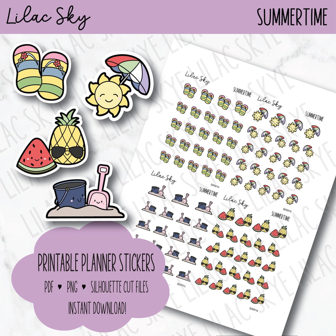 Cute Summer Stickers, Printable Stickers, Printable Planner Stickers ...