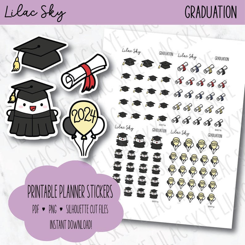 Graduation Stickers, Graduation Printable Stickers, Printable Planner ...