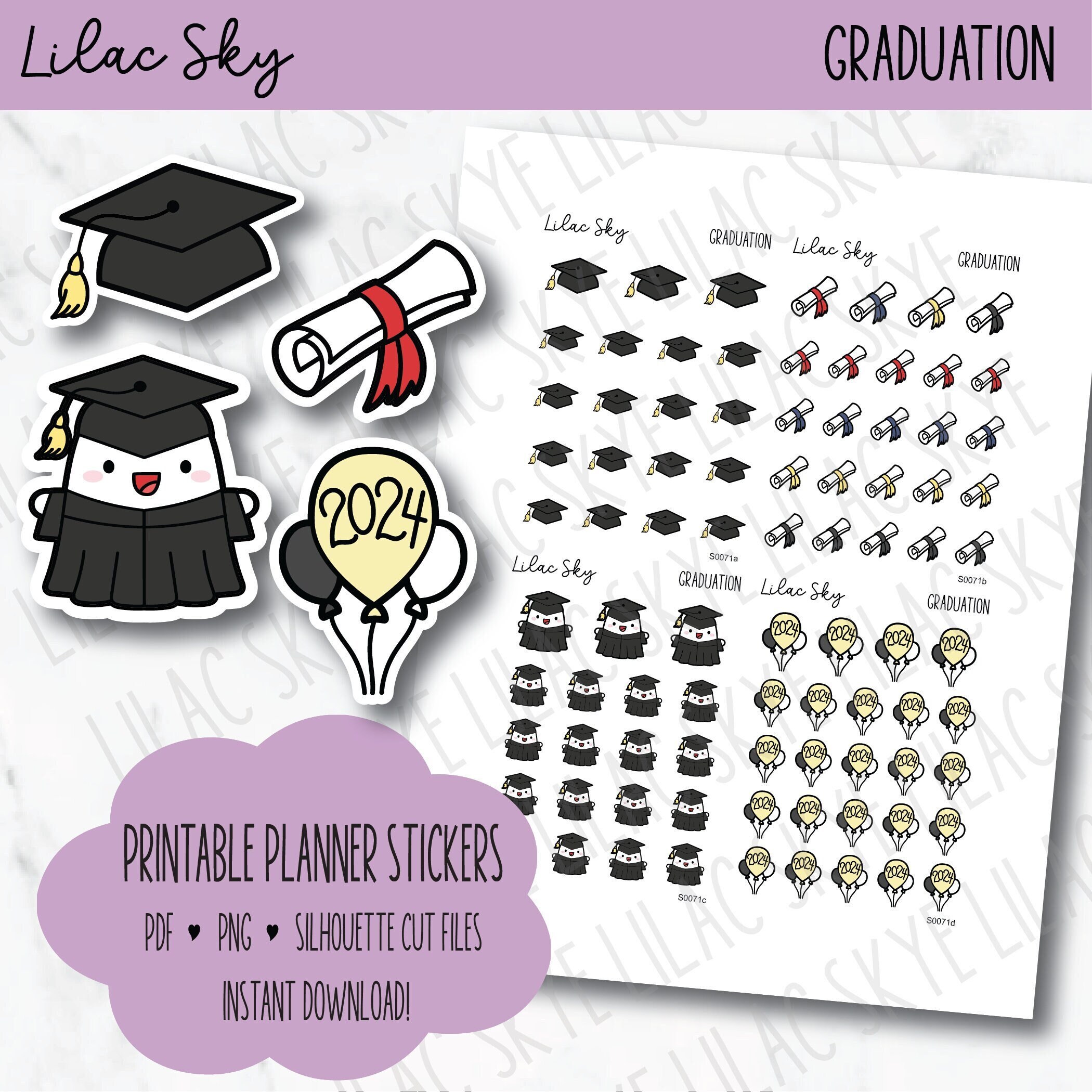 Graduation Stickers, Graduation Printable Stickers, Printable Planner ...