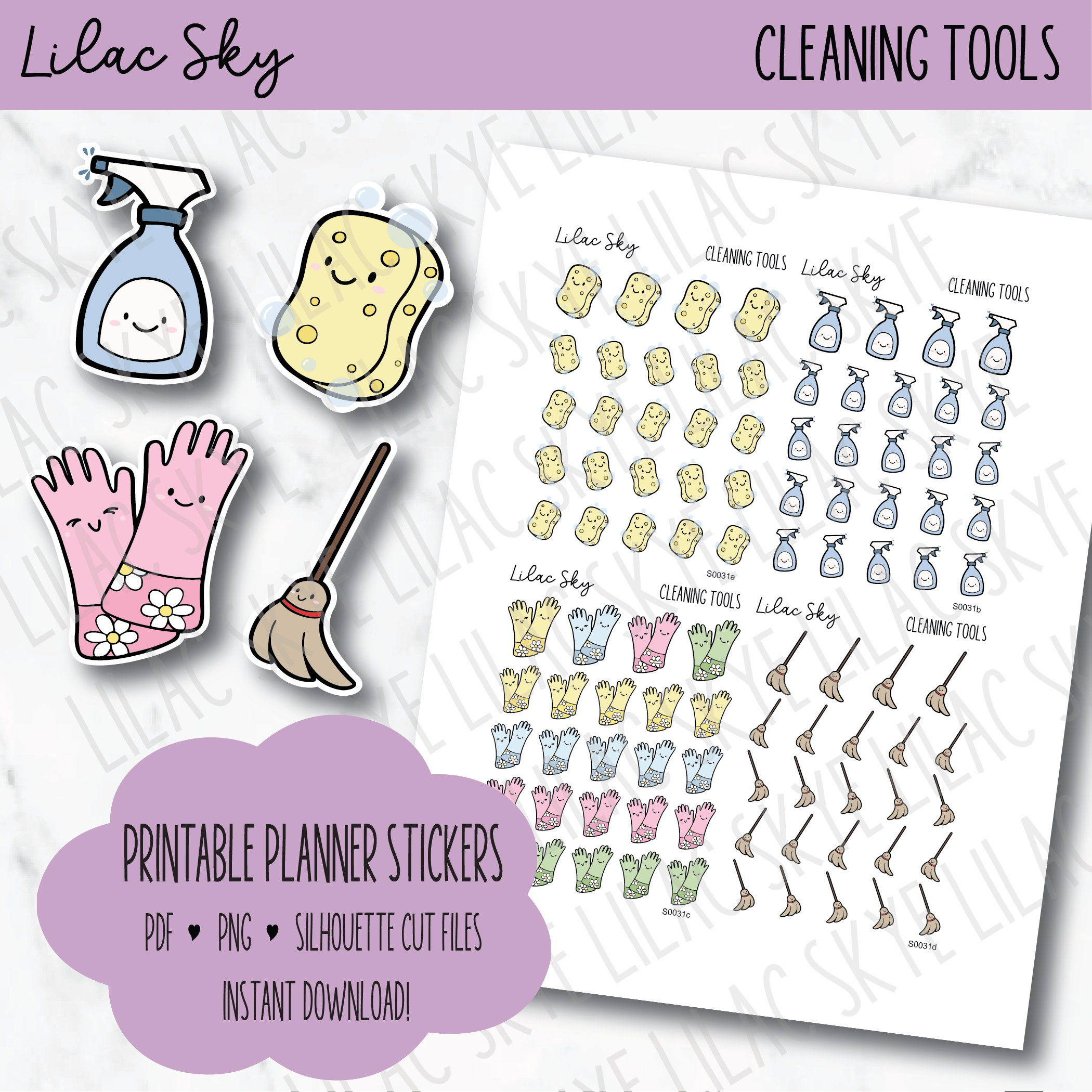 Cleaning Tools Stickers, Cleaning Tools Printable Stickers, Printable ...