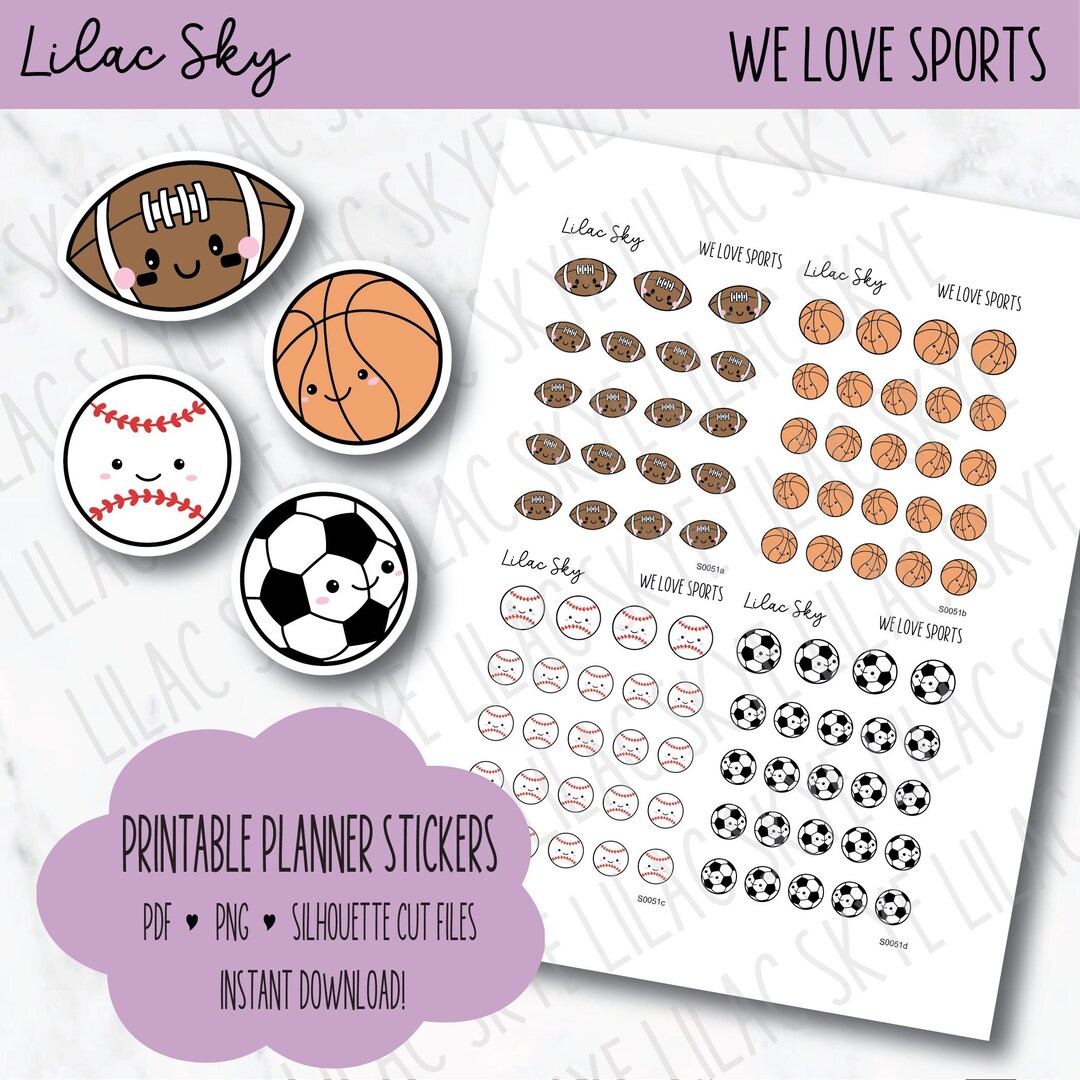 Sports Stickers, Sports Printable Stickers, Planner Stickers, Printable ...