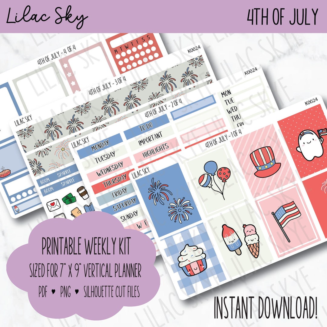 Printable Planner Stickers for 4th of July Printable Planner Stickers ...