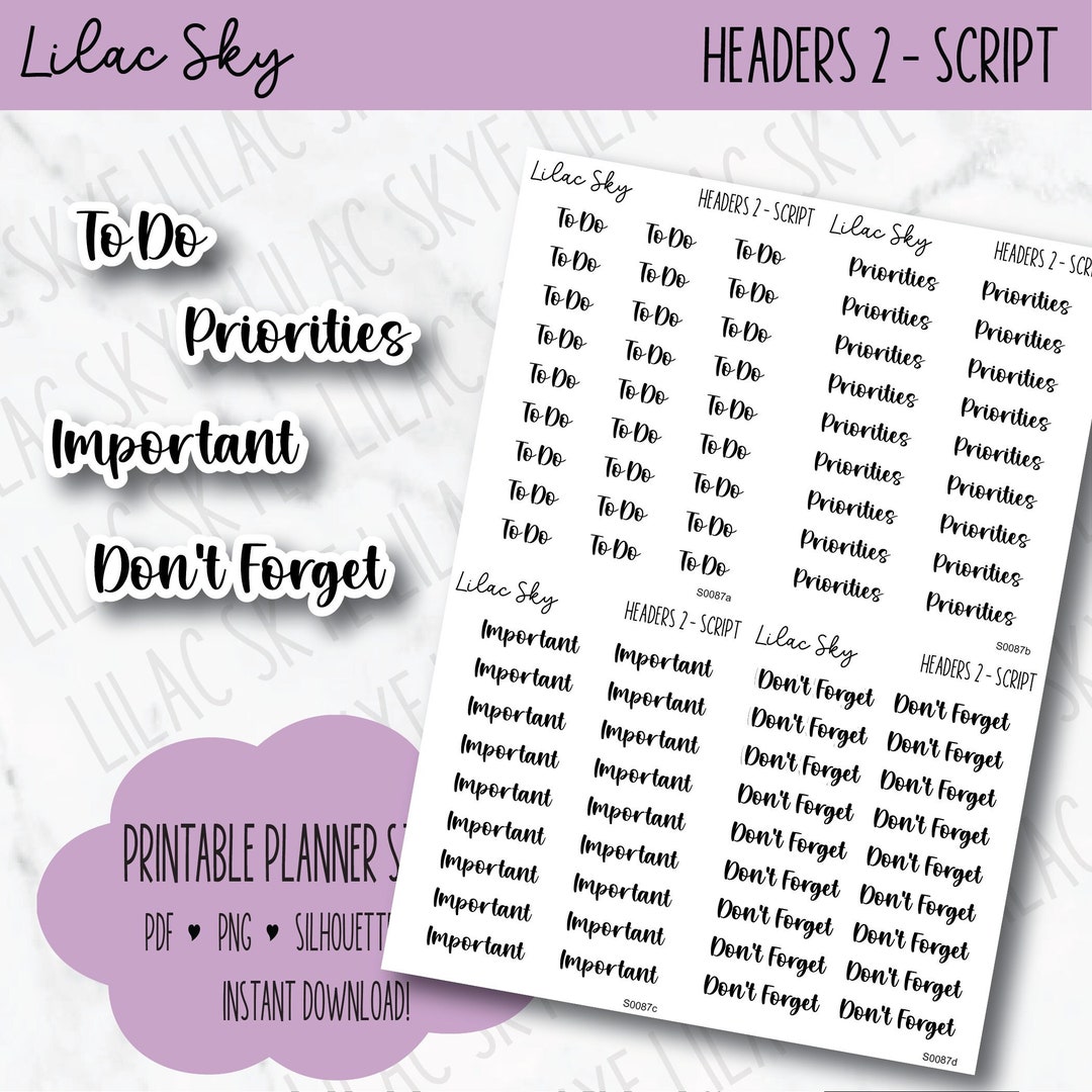 Label Header Stickers, Label Header Printable Stickers, Printable ...