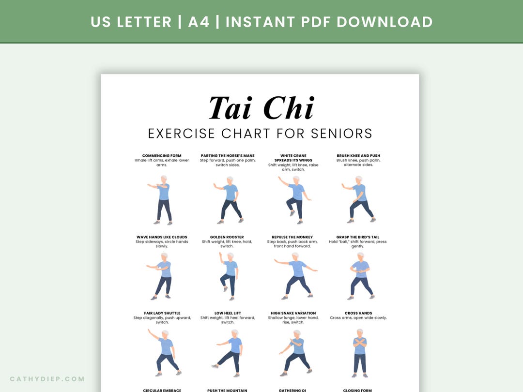 Tai Chi for Senior Men Printable | Balance & Mobility Workout Chart ...